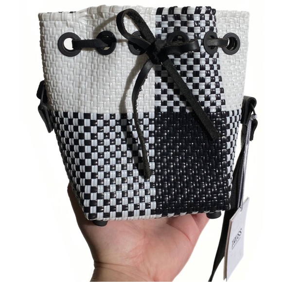 Truss | Bags | Nwt Truss Black And White Plaid Woven Mini Crossbody ...